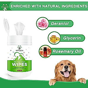 Natouch Flea and Tick Wipes for Dogs & Cats, Dog Flea and TIick Treatment Prevention Wipes, All Natural Grooming Wipes for Cleaning, Help with Ticks, Fleas, Eggs & Larvea, 160 Count