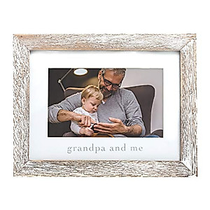 Pearhead Grandpa & Me Keepsake Rustic Picture Frame, Gender-Neutral Picture Frame, Wall Nursery Décor, Gift For Dad Or Grandpa, Distressed White