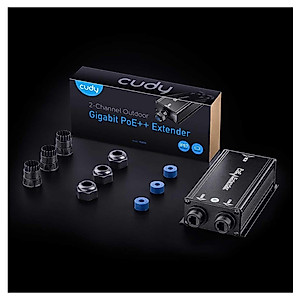 Cudy 2 Channel Gigabit Outdoor PoE Extender，2 Output PoE Ports, IP67 Waterproof, 10/100/1000Mbps, PoE Repeater/PoE Amplifier/PoE Booster, Wall-Mount, Comply with 802.3bt / 802.3at / 802.3af