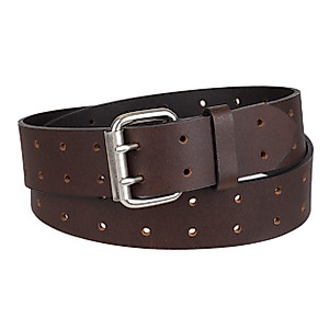 Dickies Men's Leather Double Prong Belt, Brown, 36