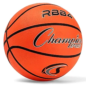 Champion Sports Rubber Intermediate Basketball, Heavy Duty - Pro-Style Basketballs, Various Sizes - Premium Basketball Equipment, Indoor Outdoor - Sports Education Supplies (Size 6, Orange)