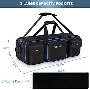 YOREPEK Tripod Carrying Case Bag 50.5", Durable Light Stand Bag with 2 Removable Padding, Photo Studio Equipment Case for Tripods, Monopods, Speaker Stands, Umbrellas, Gear, Mic Stand, Tent Pole