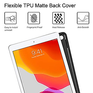 Fintie Keyboard Case for iPad 9th / 8th / 7th Generation (2021/2020/2019) 10.2 Inch, Soft TPU Back Cover with Magnetically Detachable Bluetooth Keyboard & Pencil Holder, 7 Color Backlight, Composition