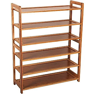 6 Tier Wood Bamboo Shelf Entryway Storage Shoe Rack Home Furniture Organizer Bench Holder Seat Natural Hallway Home