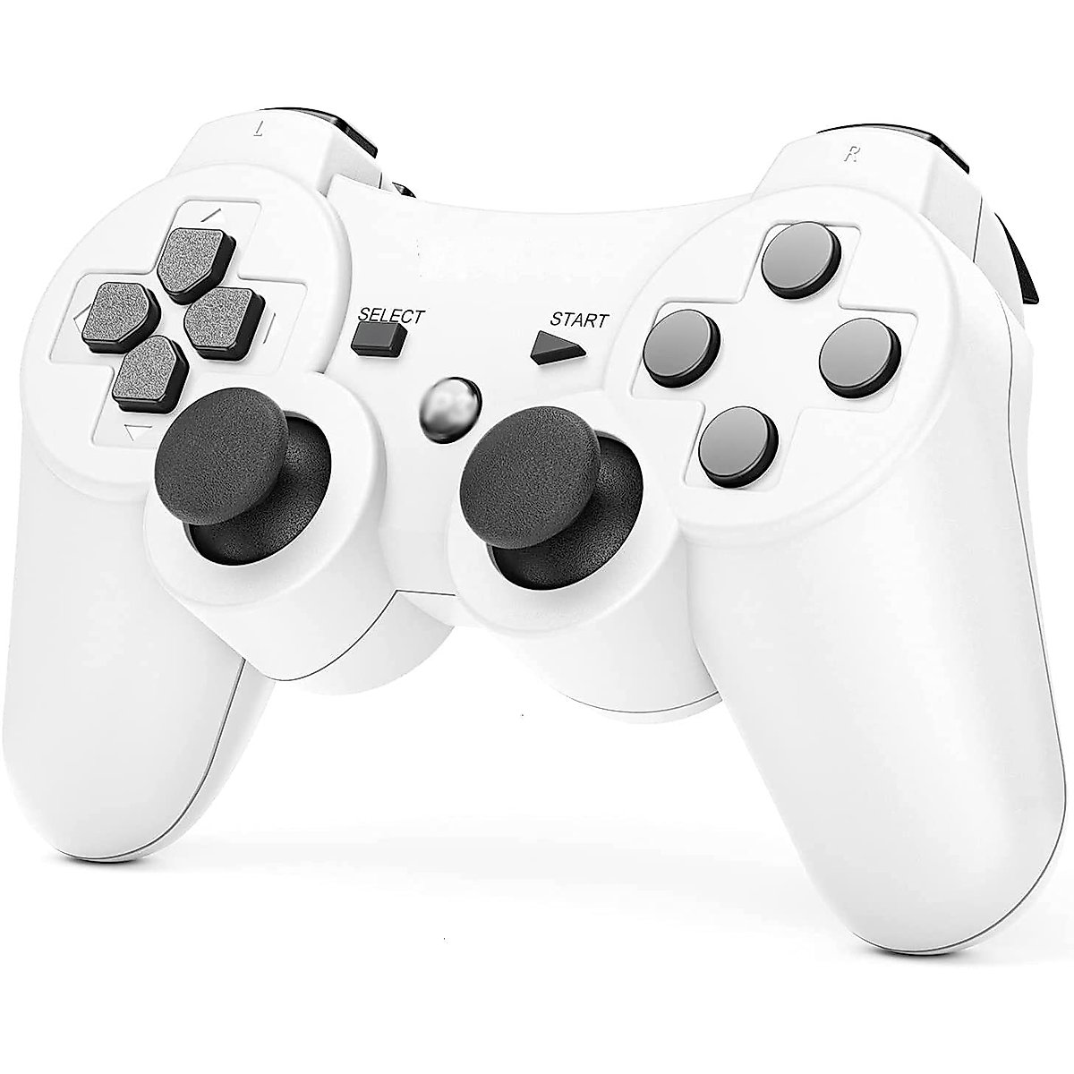 Linkshare wireless controller for ps3, double vibration bluetooth gamepad remote for playstation 3 with Charging Cord (White)
