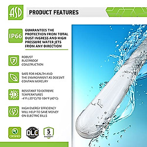 ASD 4FT LED Vapor Tight Light Fixture 31W, Commercial Lighting Products, Tube Light, Walk in Freezer, High Efficiency, 3692 Lm, IP66, 110W Eq, 120-277V, 5000K, DLC, UL Listed