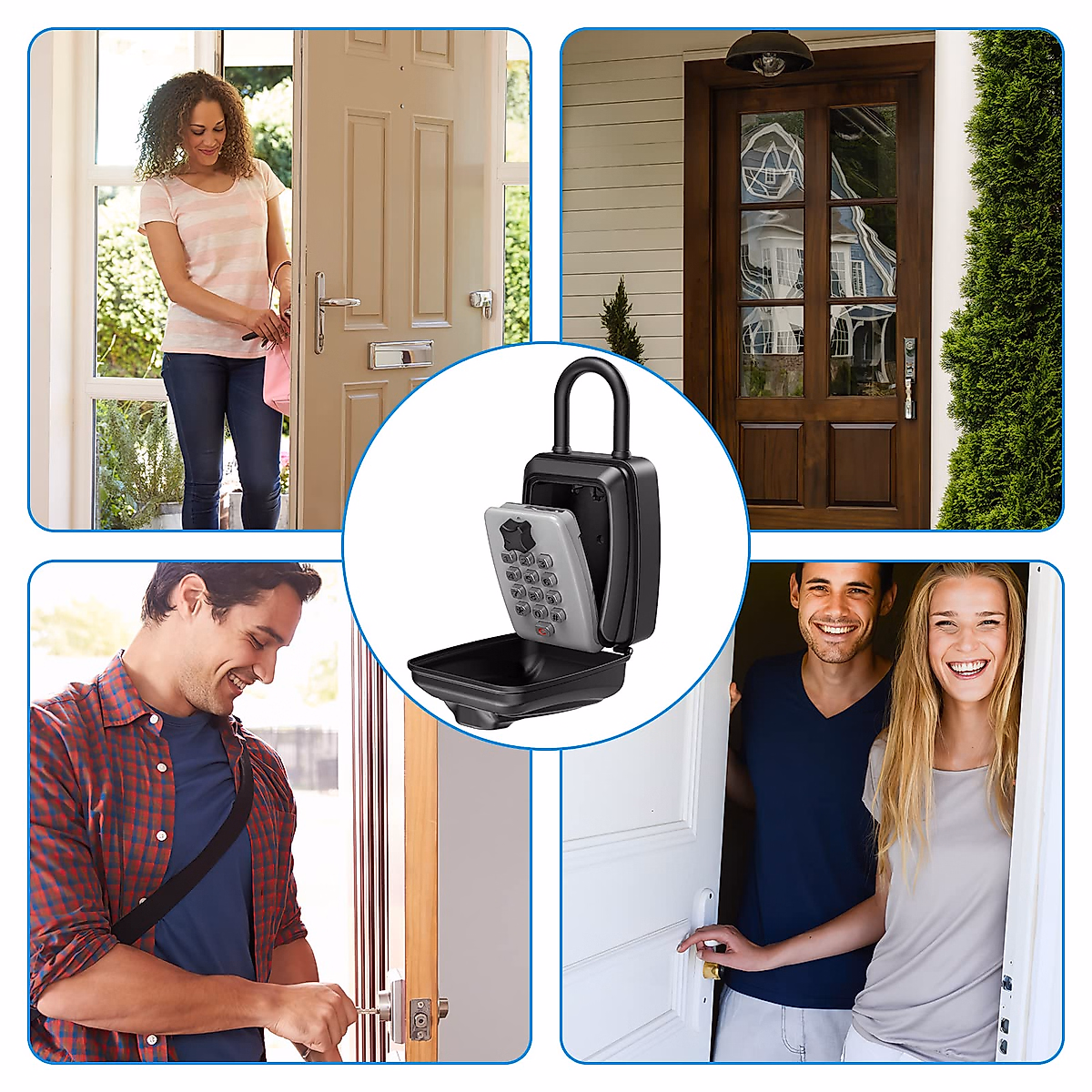 AMIR Key Lock Box Extra Large, Push Button Combination Lock Box for Keys Outdoor, Wall Mounted LockBox for House Keys with 12-Digit Combination Resettable Code, Key Hider Safe Box for Home Hotels