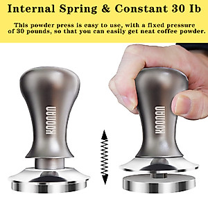 53mm Espresso Tamper, Professional Coffee Tamper with Calibrated Spring Loaded, Ergonomic Handle, Fascinating and Comfortable Grip, Flat Stainless Steel Base for Espresso Machine