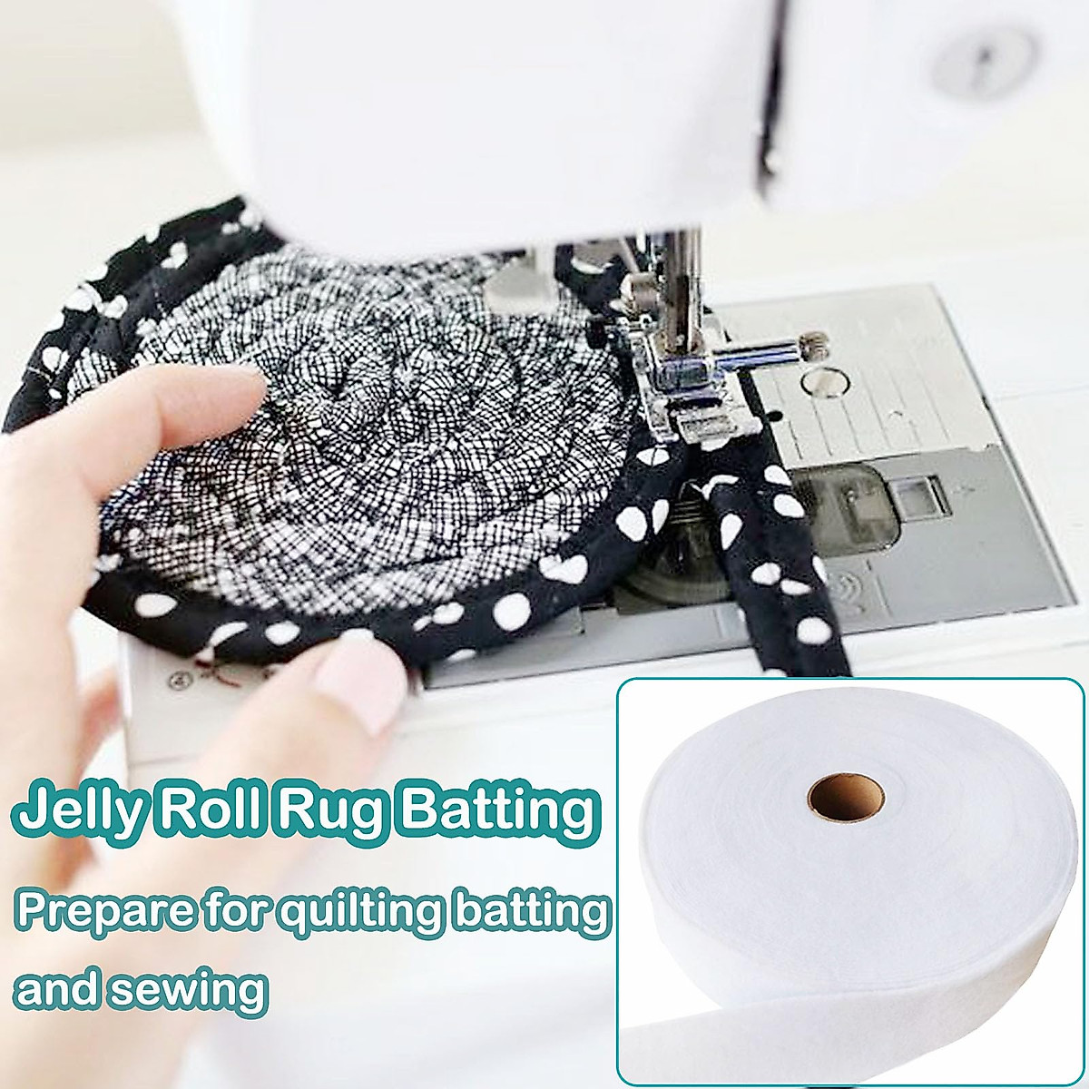 2 Roll Jelly Roll Batting Strip 2 1/4 Inch Cotton Blend Fleece Batting On A Roll Total 70 Yards for Jelly Roll Rugs,Throw Rugs,Braided Rug