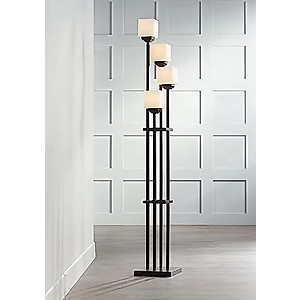 CAUME Light Tree Rustic Torchiere Floor Lamp 72 1/2" Tall Bronze Iron 4-Light White Glass Shade Living Room Bedroom Office House Home