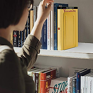Acrimet Jumbo Premium Metal Bookends 9" (Heavy Duty) (Yellow Color) (1 Pair)