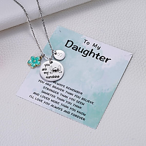 MIXJOY To My Daughter Stitch Gifts You are My Sunshine Initial S Stitch Necklace&Sentimental Message Card for Teen Young Daughter Lilo and Stitch Jewelry Birthday