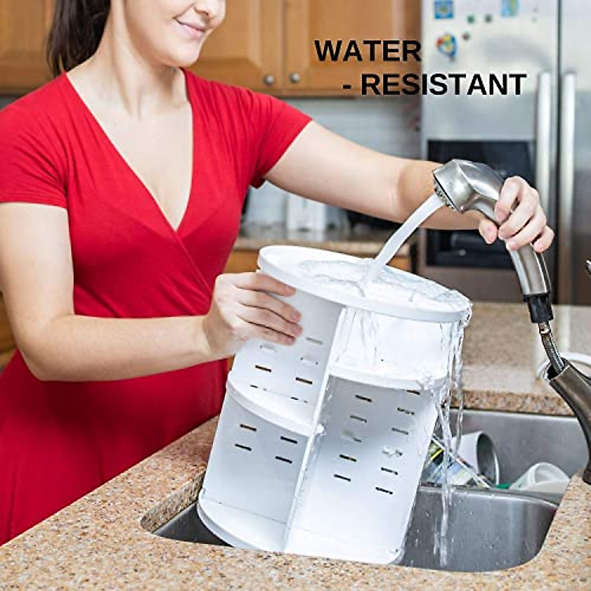 alcora life 360 Rotating Makeup Organizer, Makeup Spinning Organizer Rotating Organizer Desk for White Makeup Holder Lazy Susan Organizer Dresser- 7 Adjustable Layers with 4 Trays