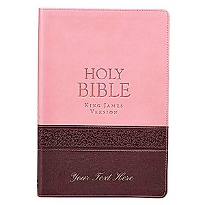 Personalized Bible Custom Text Your Name KJV Large Print Edition Two-Tone Pink/Brown King James Version Bible Custom Made Gift for Baptism Christenings Birthdays Celebrations