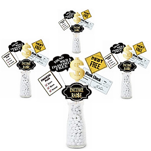 YiiiGoood 24pcs(6 styles) FUN Money Theme Table Centerpiece Sticks Decorations Table Toppers Income Raise/Debt Free for Birthdays Weddings Bachelorette Anniversary Graduation Office Party Supplies