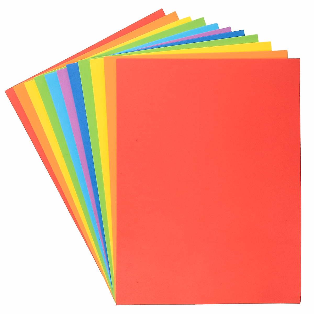 Baker Ross AX949 Rainbow Colored Foam Sheets - Pack of 20, Colored Art Supplies for Kids Craft Making Activities