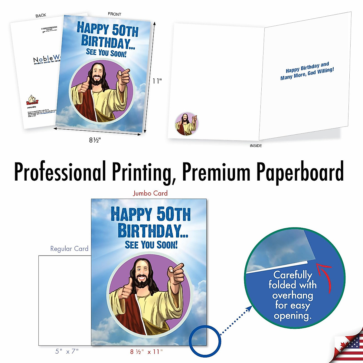 NobleWorks - 50th Funny Birthday Greeting Card (8.5 x 11 Inch) - 50 Years Old, Big Milestone Birthday Humor Card from Group - See You Soon 50 J9065MBG