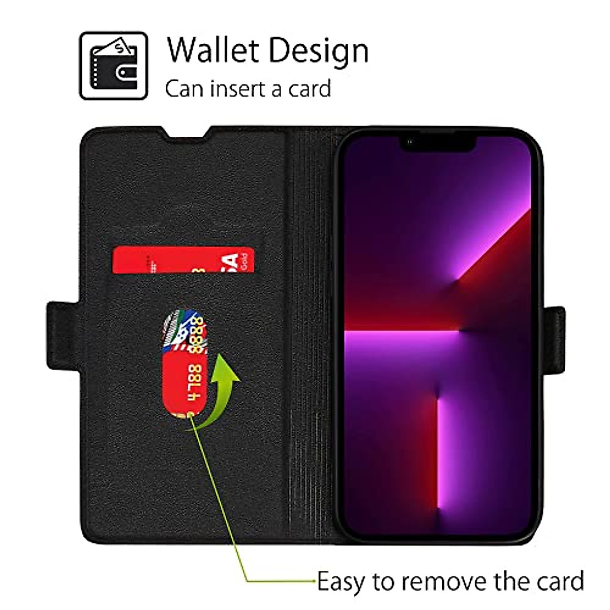 Fansipro Wallet Folio Case for Samsung Galaxy S9 Plus, Premium PU Leather Slim Fit Cover for Galaxy S9 Plus, 1 Card Slot, Handy, Black