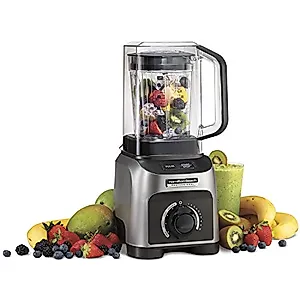 Hamilton Beach Professional Quiet Shield Blender, 1500W, 32oz BPA Free Jar, 4 Programs & Variable Speed Dial for Puree, Ice Crush, Shakes and Smoothies, Silver (58870)