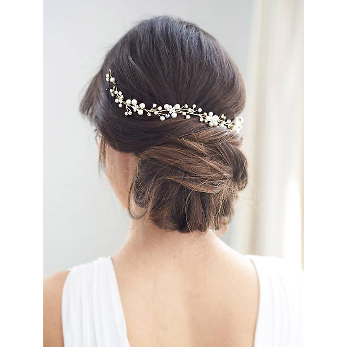 JAKAWIN Bride Rhinestone Wedding Hair Piece Crystal Flower Hair Vine Pearl Bridal Hair Accessories for Women and Girls HV176 (1 Silver)