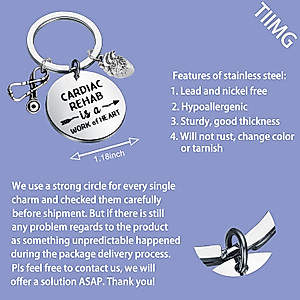 TIIMG Cardiac Rehab Nurse Gift Cardiac Rehab is A Work of Heart Keychain Nursing School Grad Gift (CARDIAC REHAB)