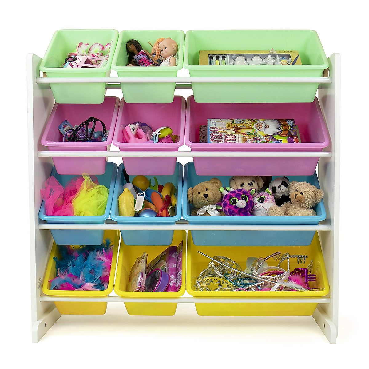 Humble Crew Kids Toy Storage Organizer with Book Rack (Pastel Collection)