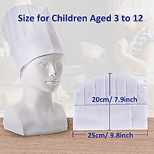 ESHATO 20 Pack Paper Chef Hats for Kids, Adults, Adjustable Home Kitchen Toque Cap Bulk Set for Cooking, Baking, Party Favors White