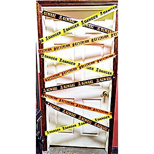 Needzo Halloween Door Decorations, Decorative Caution Tape That Reads Danger Beware Attention, 30 Ft