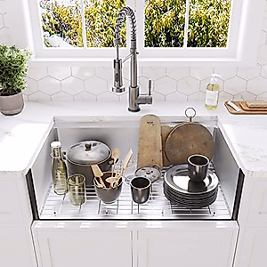 CELAENO 33-inch Farmhouse Kitchen Sink,Single Bowl Stainless Steel Workstation Kitchen Sink 18 Gauge, Deep Handmade R10 Radius All in One Kitchen Sink