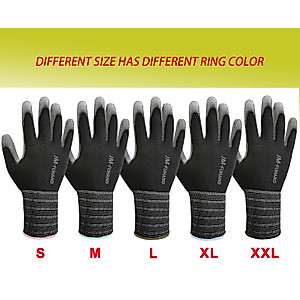 JM-FUHAND Anti static(ESD) work gloves for PC building-2 Pairs,Thin and lightweight all purpose work gloves,Ideal for Light Duty Work.(Large, Black/Grey)
