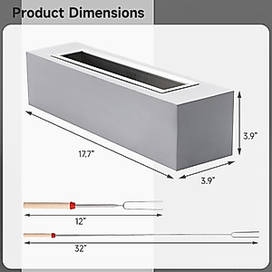 Joyoolife 17.7*3.9 Inch Tabletop Fire Pit, Rectangular Tabletop Fireplace, Table Top Firepit, Alcohol Concrete Fireplace, Small Fire Bowl with 4 Roasting Forks for Indoor Outdoor, Housewarming Gifts