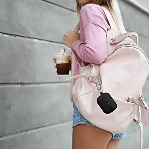 AirPods Pro Case Compatible with Apple AirPods Pro 2nd/1st Generation, Silicone Protective Cover with Keychain Front LED Visible, Black