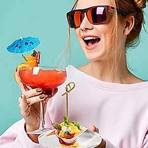 344 Pcs Set - 144 Drink Umbrellas and 200 Bamboo Knot Picks 6" - Appetizer skewers, Cocktail Umbrellas for Drinks, Toothpicks for Appetizers, Tiki Drink Umbrellas, Cocktail Picks