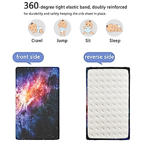 Outer Space Themed Fitted Mini Crib Sheets,Portable Mini Crib Sheets Toddler Bed Mattress Sheets -Baby Crib Sheets for Girl or Boy,38 x 24 Inch,Multicolor