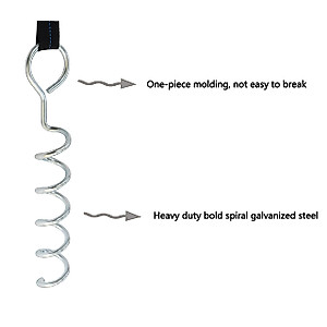 4-Pc Pack Spiral Stakes Heavy Duty Anchor Kit for Trampoline Steel Stakes Anchor Kit for Trampolines, Tents, tarps, Canopies,car Ports,Dog tie Out and etc Bonus Tie Down Straps 4-Pc Pack(Silver)