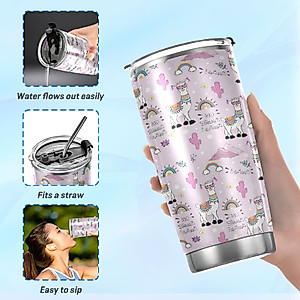 Cute Cartoon Llama with An Inscription No Drama Llama on A 1 20oz Tumbler Insulated Coffee Cup Wine Tumbler Stainless Steel Reusable Water Bottle Double Walled Travel Mug Thermal Cup for Hot Col