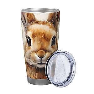 AYCZN Cute Bunny Flower 20 OZ Tumbler Stainless Steel Travel Coffee Mug, Spring Floral Rabbit Insulated Water Bottle with Lid Leakproof Thermal Cup