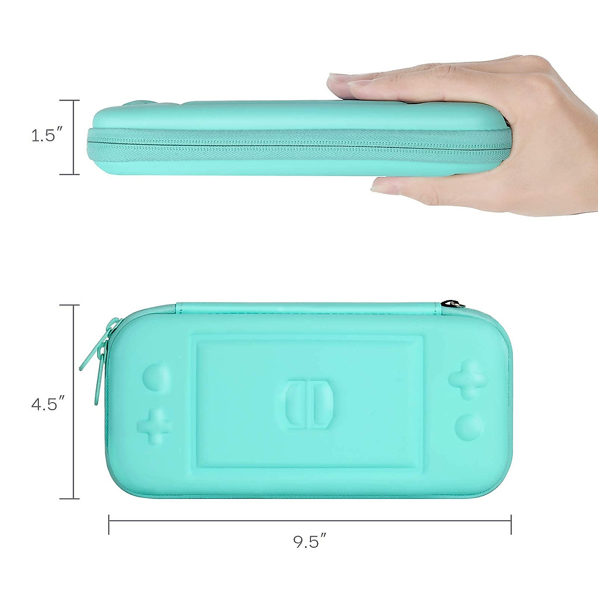 CoBak Carrying Case for Nintendo Switch Lite - with 1 Screen Protector, 1 Grip Case and 4 Thumb Grip Caps, Ultra Slim Premium EVA Travel Pouch Protective Cover, 8 Game Cartridges, Green