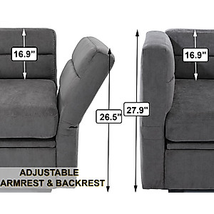 asunflower Modular Loveseat Couch with Storage Seat, Office Sofa Couch Small Sofa with Chaise Convertible 2 Seat Couch for Bedroom,Living Room, Dark Grey