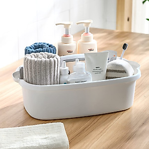 KeFanta Cleaning Supplies Caddy, Cleaning Supply Organizer with Handle, Plastic Bucket for Cleaning Products, Tool Storage Caddy, White