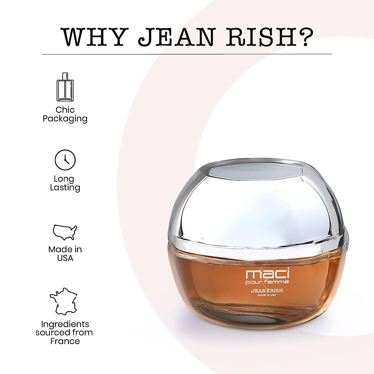 Jean Rish Maci Pour Homme Eau De Parfume - Perfume for Women (3.4 Fl Oz / 100ml) with Magnolia, Vanilla & Musk Notes - Long Lasting and Luxury Fragrance