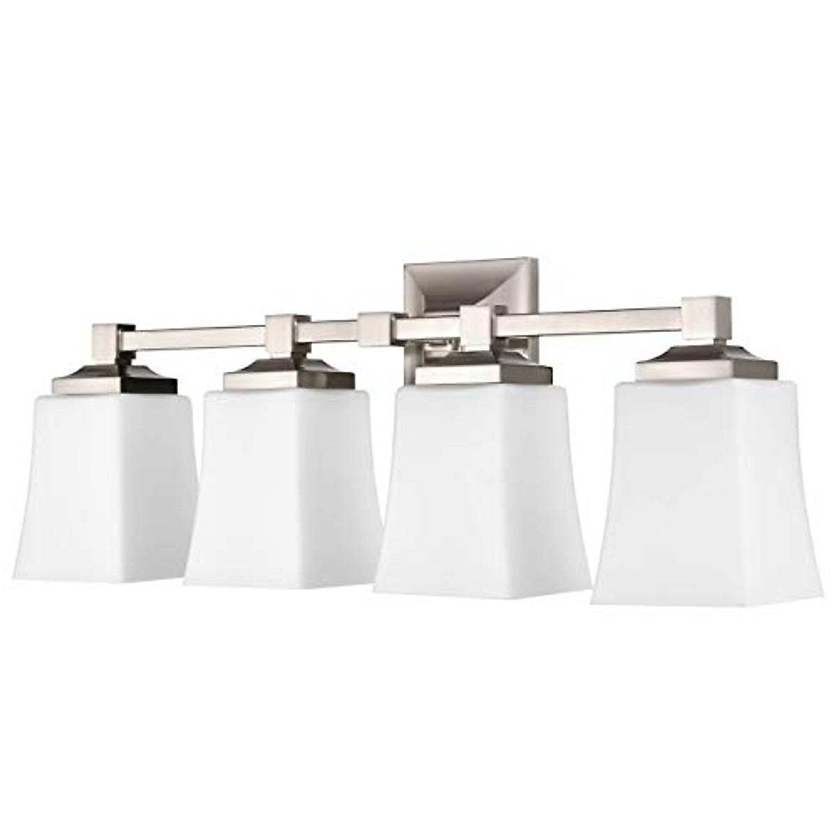 Linea di Liara Brighton 4 Light Bathroom Vanity Light Polished Chrome Bathroom Light Fixtures Over Mirror Modern Vanity Lighting Fixture with Frosted Glass Shade, UL Listed