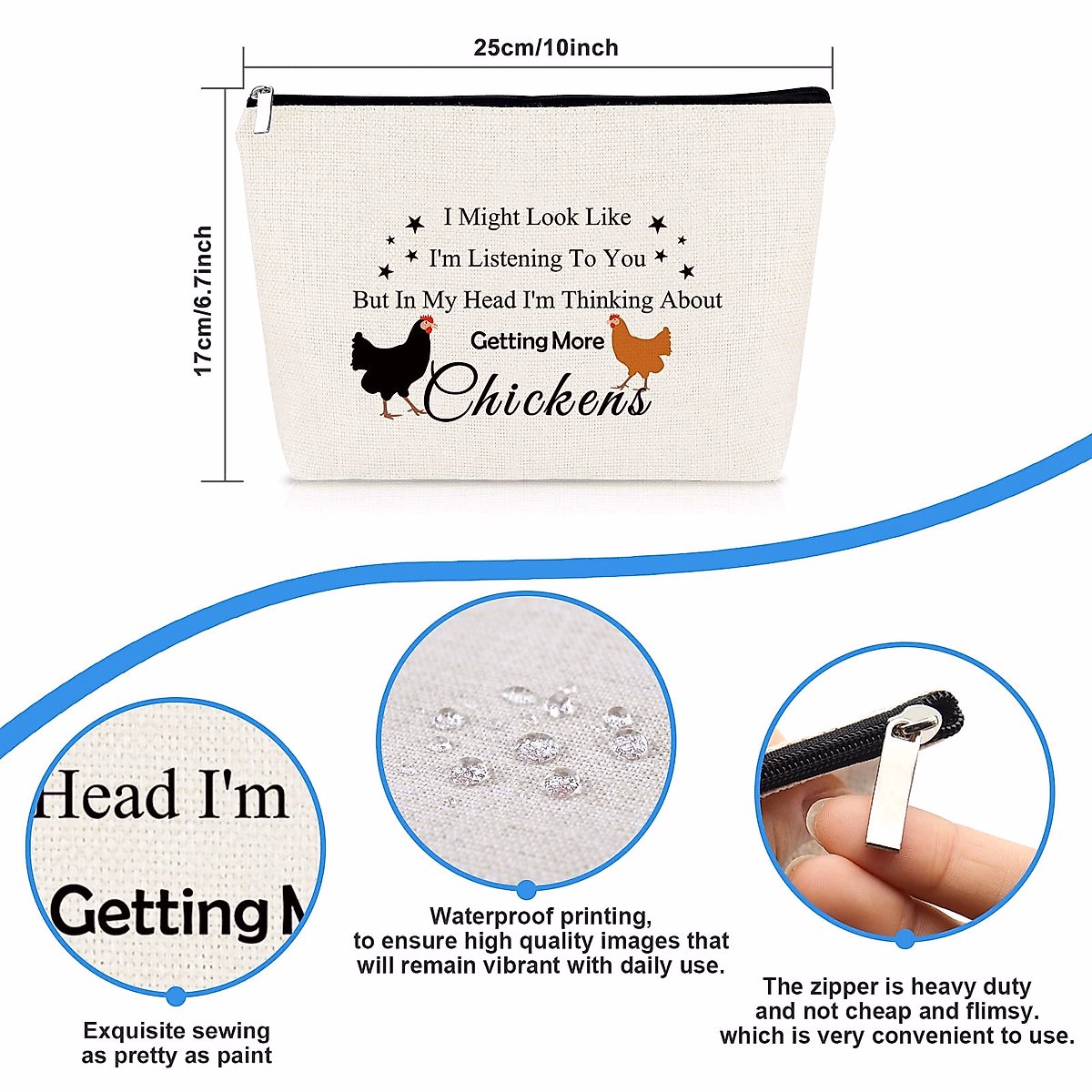 Chicken Lover Gift Chicken Makeup Bag Crazy Chicken Lady Gifts Travel Cosmetic Bag Chicken Themed Gifts for Women Animal Lover Gift for Girls Birthday Christmas Gift for Daughter Sister Bestie Friend