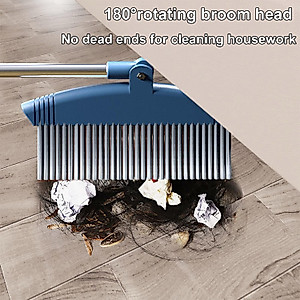 RUNLAIKEJI Broom and Dustpan Set, Broom and Dustpan Set with Long Handle, Broom and Dustpan Set for Home, Kitchen Broom and Dustpan Set, Broom Dustpan, for Home Kitchen Lobby Floor Cleaning Supplies