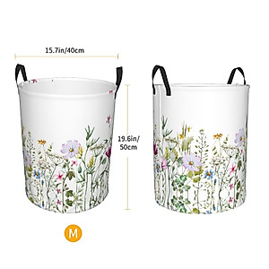 Wildflowers Laundry Basket Organizer Collapsible Laundry Hamper Nursery Storage Basket Bin with Handles for Clothes Toy Bathroom Room