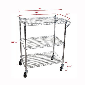 Oceanstar 3-Tier Heavy Duty All-Purpose Utility Cart, Chrome