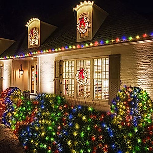 Christmas 200 LED Net Lights Plug in, 6.6ft X 9.8ft Dark Green Wire Garden Net Lights with Remote 8 Modes Timer Dimmable Mesh Light Waterproof for Outdoor Roof Wall Fence Xmas Tree Decor (RGB)