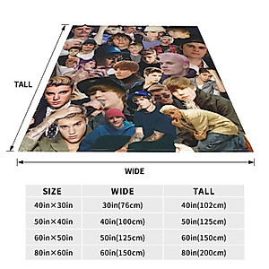 Singer Justin Blanket Throw Blanket Soft Plush Travel Blanket for Bedroom Living Room Couch Office All Season Gift for Women Men Girls Boys 50"x40"