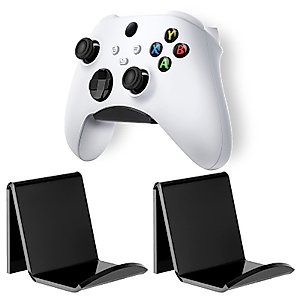 MWOOT Game Controller Holder Wall Mount (2 Pack) for Xbox One/ PS4/ PS5/ Switch/Steam/PC, Gamepad Headphone Stand Holder, Screw-Free, Stick on, Universal Controller Accessories (Black)