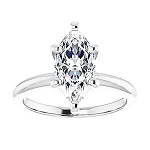 ERAA JEWEL 2 CT Marquise Colorless Moissanite Engagement Ring, Wedding Bridal Ring Set, (4)